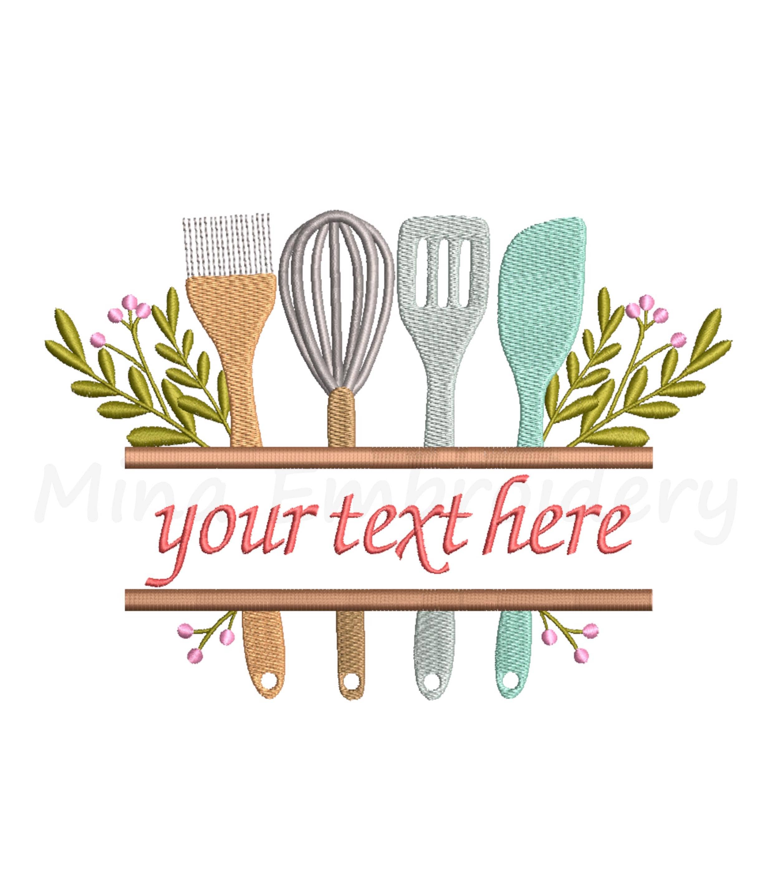 Kitchen Utensils Split Embroidery Design, Baking Tools Embroidery ...