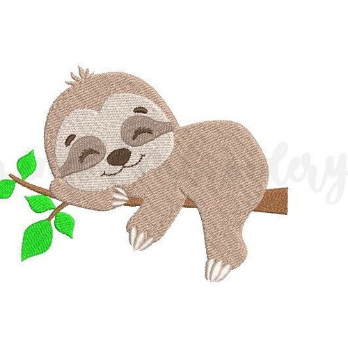 Baby Sloth Embroidery Design Sloth Sleeping Tree Branch - Etsy