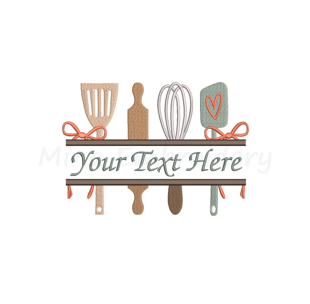 Coquette Kitchen Embroidery Design: Split Utensils 5 Sizes, (digital ...