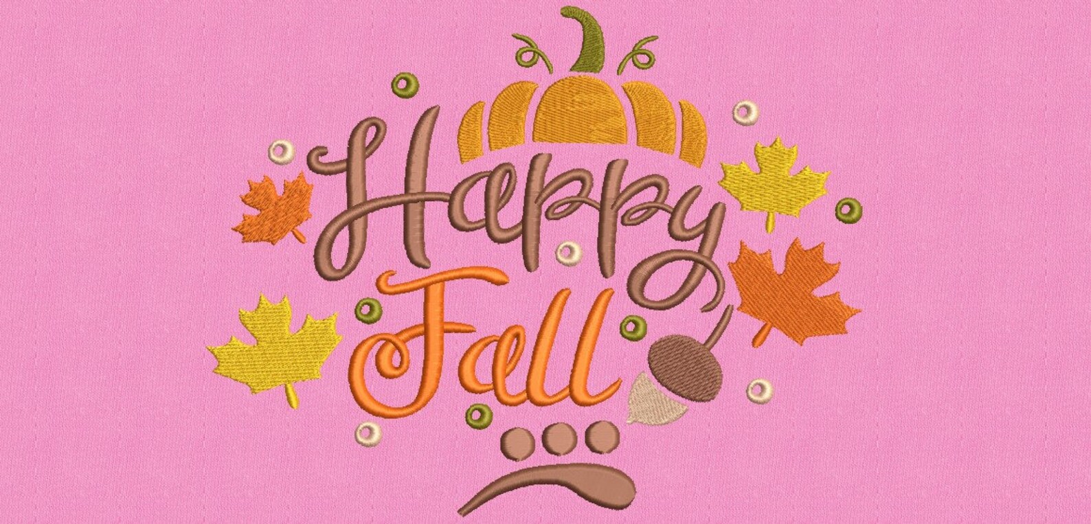 Happy Fall Embroidery Design: Autumn Leaves (instant Download) - Etsy