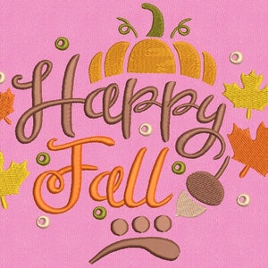 Happy Fall Embroidery Design: Autumn Leaves (instant Download) - Etsy