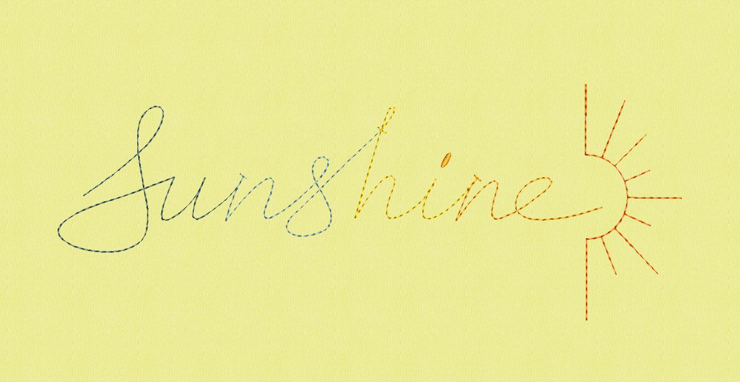 Sunshine Line Art Embroidery Design, Summer Embroidery Design, Machine ...