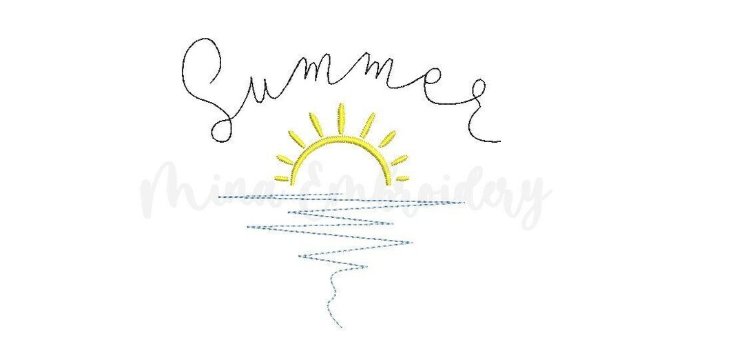 Summer Embroidery Design, Line Art Embroidery Design, Machine ...