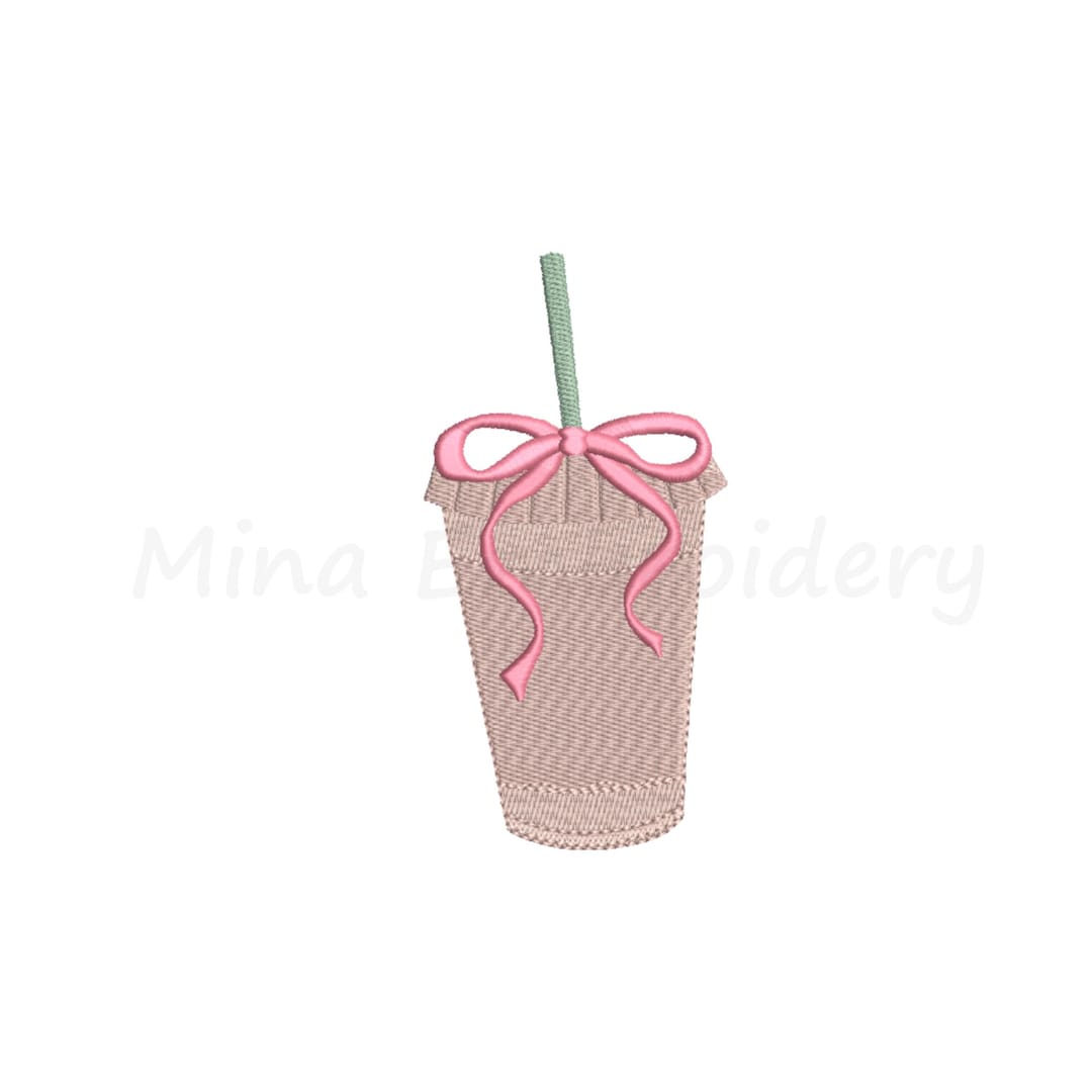 Coquette Iced Coffee Embroidery Design, Machine Embroidery Design, 5 ...