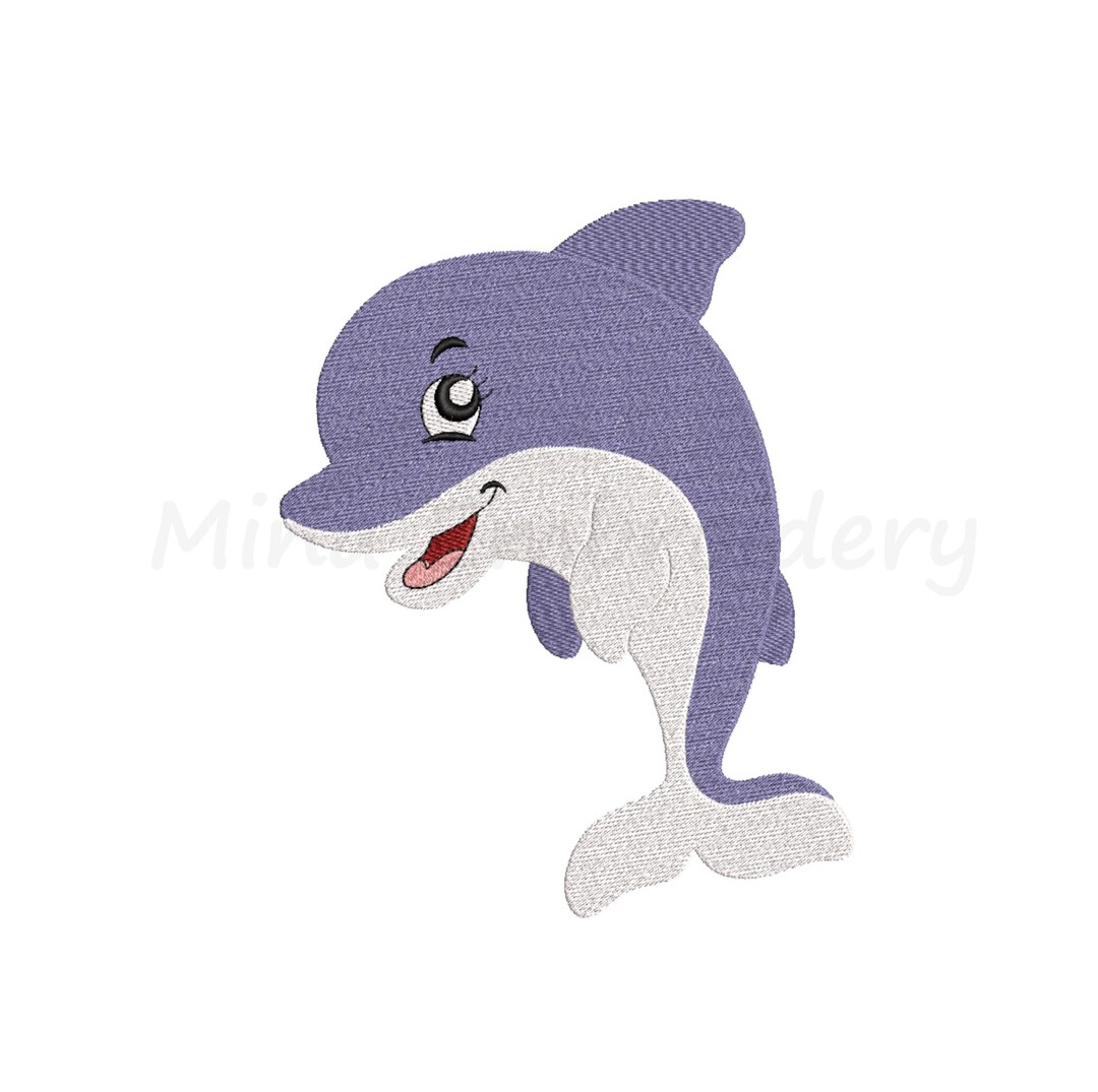 Cute Dolphin Embroidery Design, Animal Embroidery Design, Machine ...