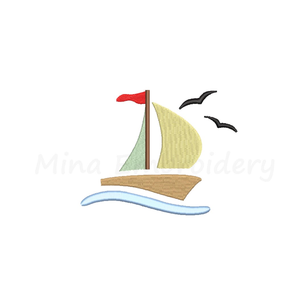 Sailboat Embroidery Design, Mini Summer Embroidery Design, Machine ...