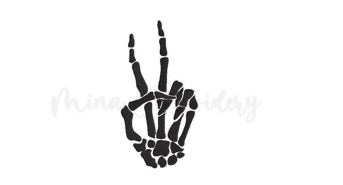 Skeleton Hand Peace Embroidery Design Halloween Embroidery - Etsy