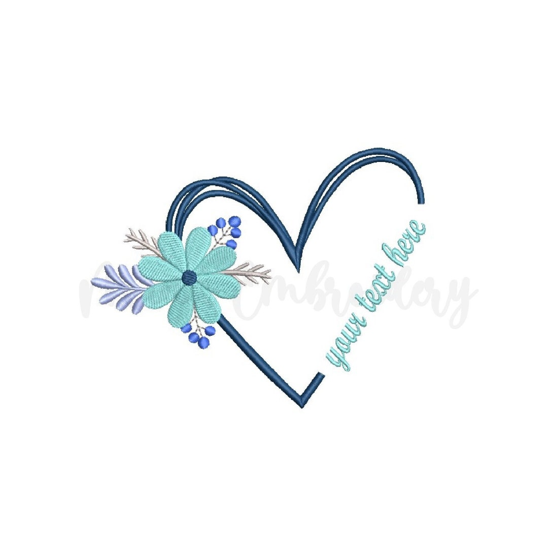 Split Heart Flower Embroidery Design, Flower Frame Embroidery Design ...
