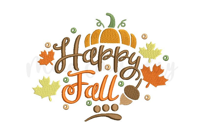 Happy Fall Embroidery Design Autumn Embroidery Design - Etsy
