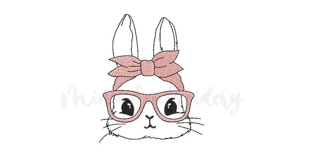 Cute Girl Bunny Face Embroidery Design, Animal Embroidery Design ...