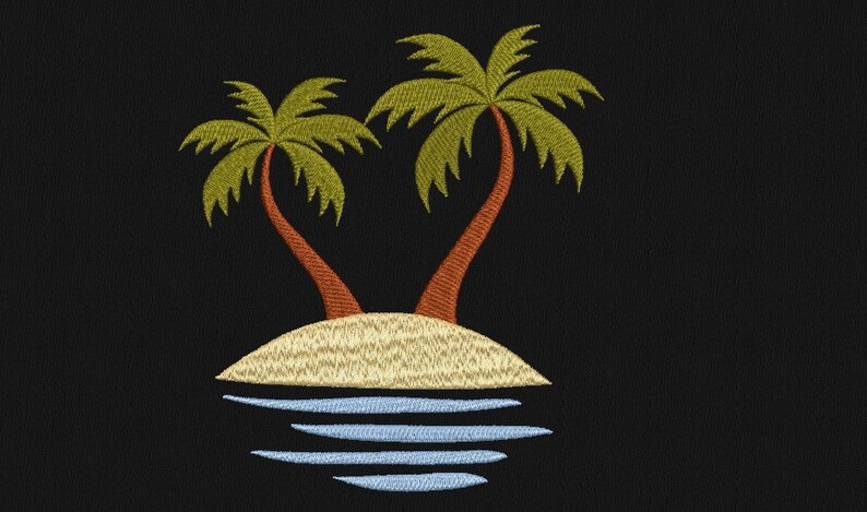Palm Tree Embroidery Design: Summer Beach Scene (instant Download) - Etsy
