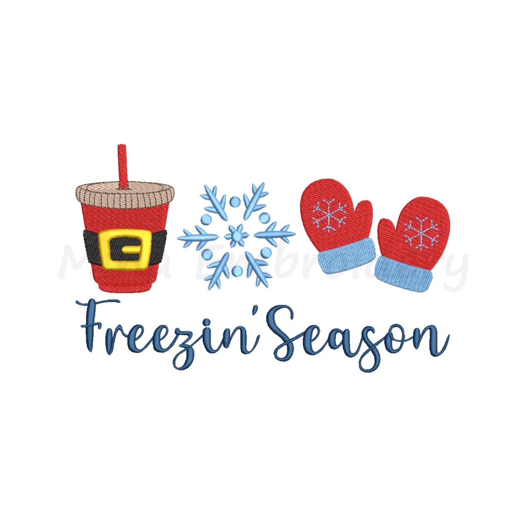 Freezin' Season Embroidery Design, Christmas Coffee Embroidery, Winter ...