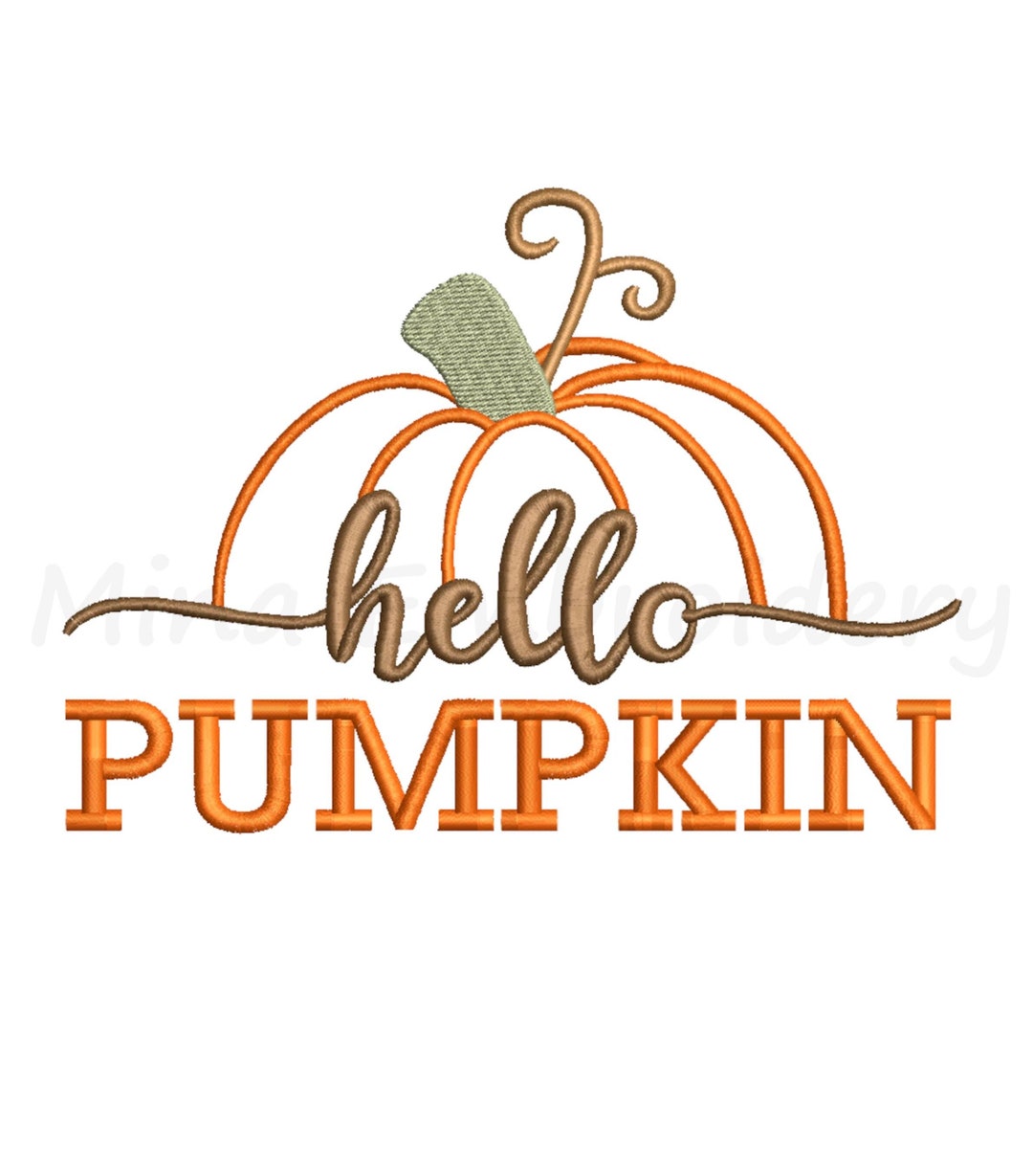 Hello Pumpkin Embroidery Design: Fall Machine Embroidery (instant ...