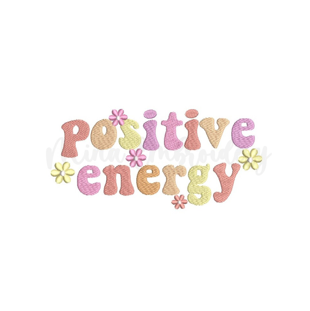 Positive Energy Flower Embroidery Design, Retro Embroidery Design ...