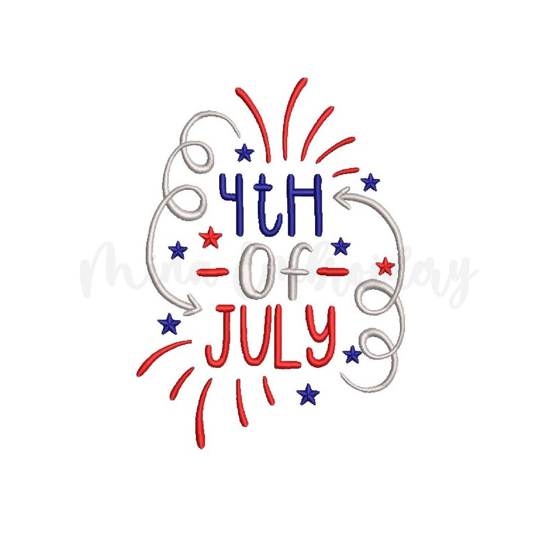 Happy 4th of July Embroidery Design, USA Embroidery Design, Machine ...