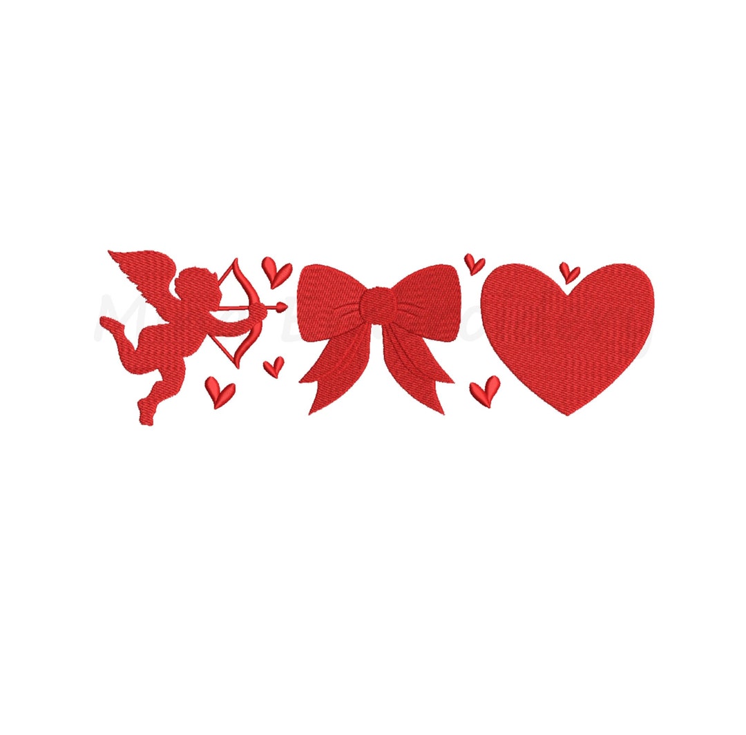 Coquette Cupid Heart Embroidery Design: Valentine's Day Machine ...