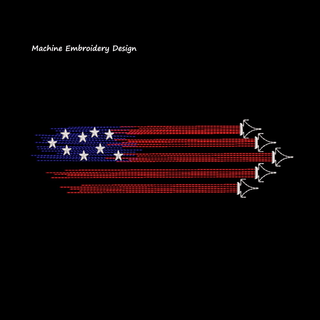 Fighter Jet Airplane American Flag Embroidery Design, 4th of July ...