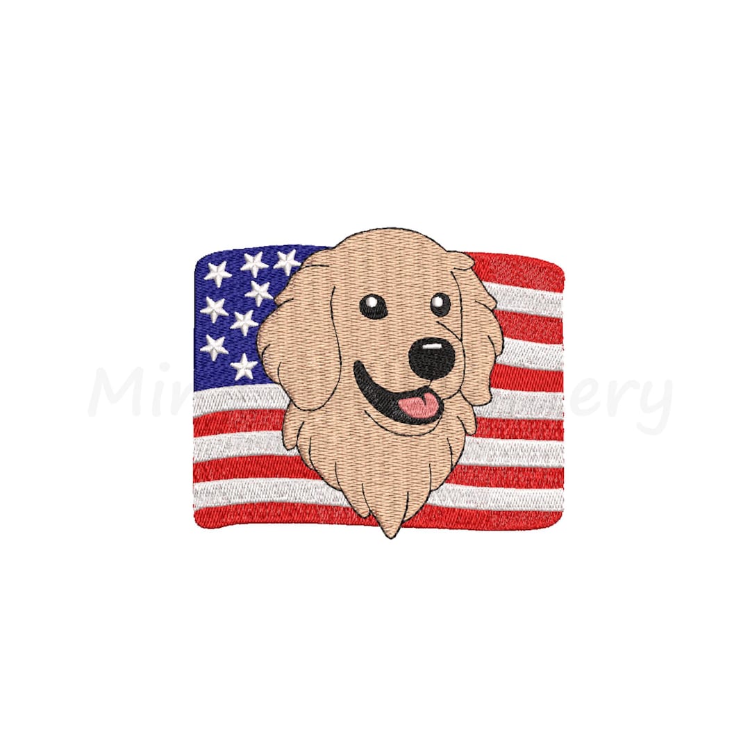 Patriotic Dog Embroidery Design: USA Flag, 4 Sizes (instant Download ...