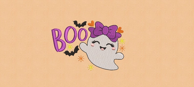 Boo Girl Ghost Embroidery Design: Halloween Machine Embroidery 5 Sizes ...