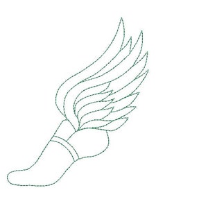 Track and Field Embroidery Design, Outline of Winged Running Shoe Line ...