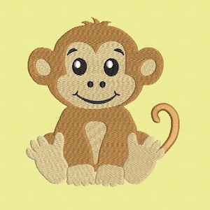 Baby Monkey Embroidery Design: Animal Machine Embroidery (instant ...