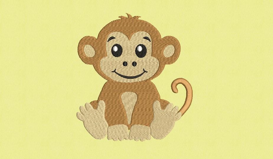 Baby Monkey Embroidery Design: Animal Machine Embroidery (instant ...