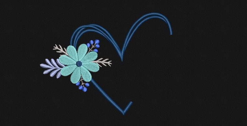 Split Heart Flower Embroidery Design, Flower Frame Embroidery Design ...