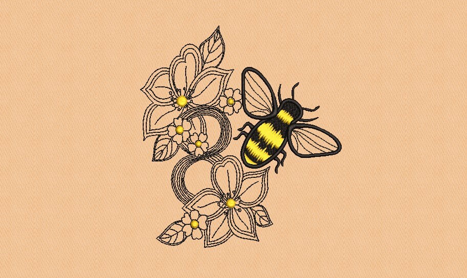 Bee Floral Embroidery Design Machine Embroidery Design 3 - Etsy