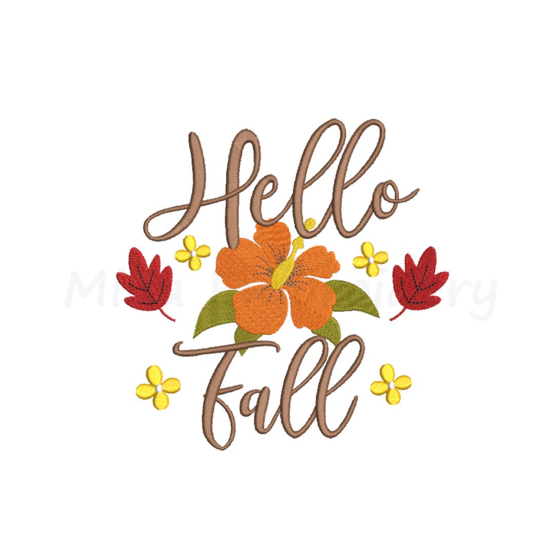 Hello Fall Embroidery Design, Autumn Embroidery Design, Machine ...