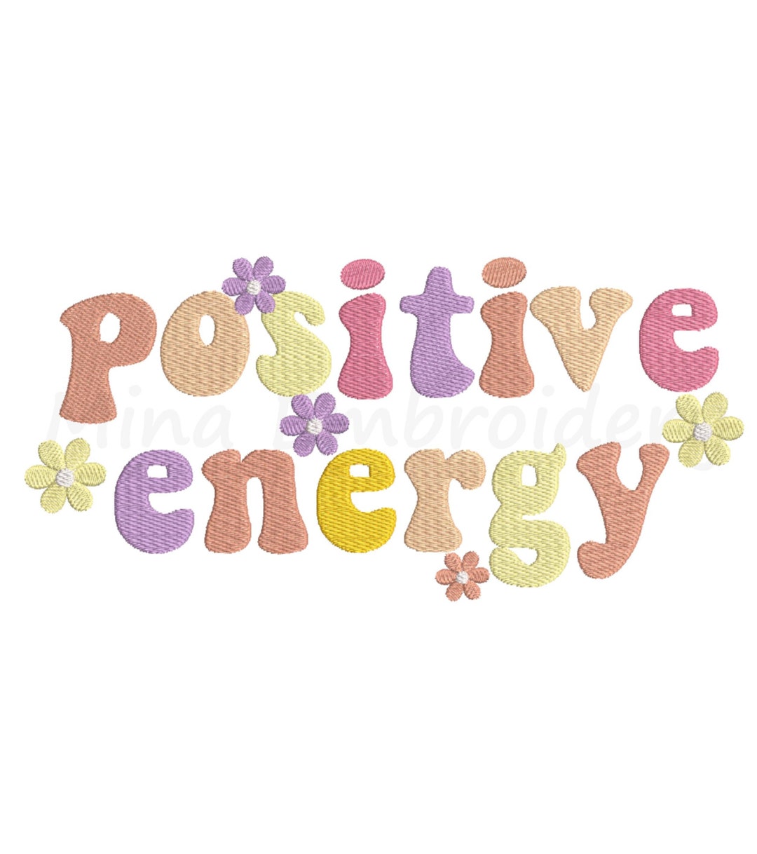 Positive Energy Flower Embroidery Design: Retro Machine Pattern ...