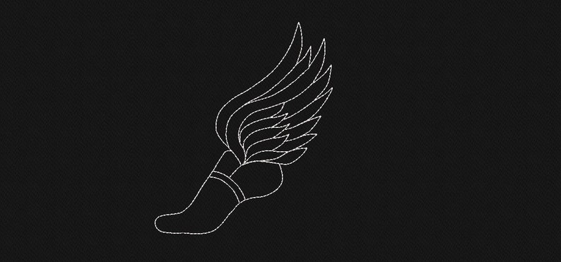 Track and Field Embroidery Design, Outline of Winged Running Shoe Line ...