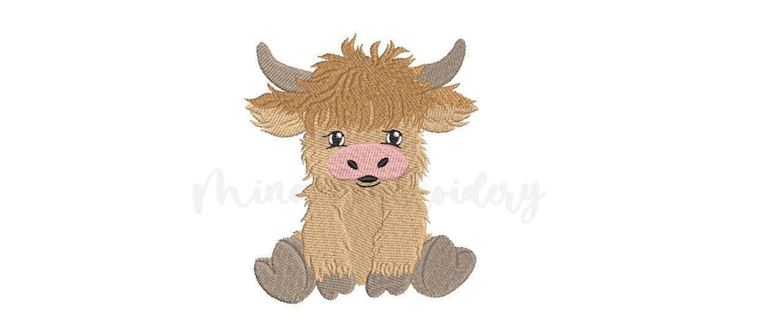 Baby Boy Highland Cow Embroidery Design, Animal Embroidery Design ...