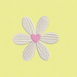 MINI Heart Daisy Embroidery Design, Flower Embroidery Design, Machine ...