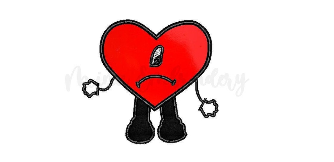 Bad Bunny Heart Applique Embroidery Design, Machine Embroidery Design ...