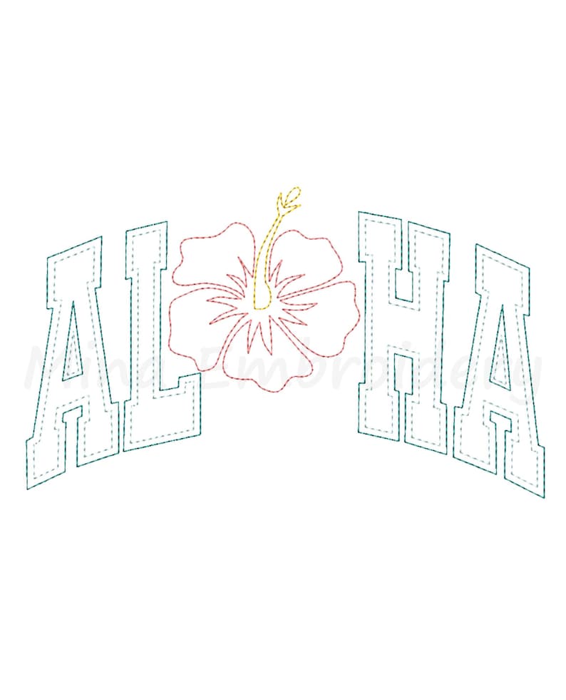 Design de bordado Aloha Hibiscus: Férias de verão (download instantâneo ...