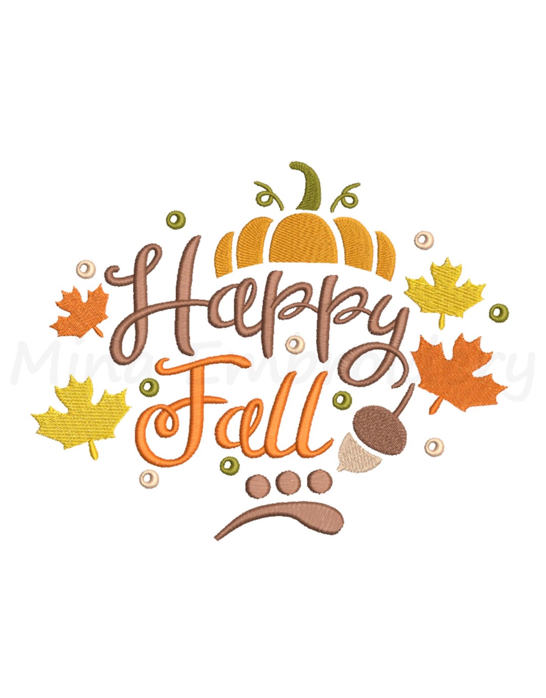 Happy Fall Embroidery Design: Autumn Leaves (instant Download) - Etsy