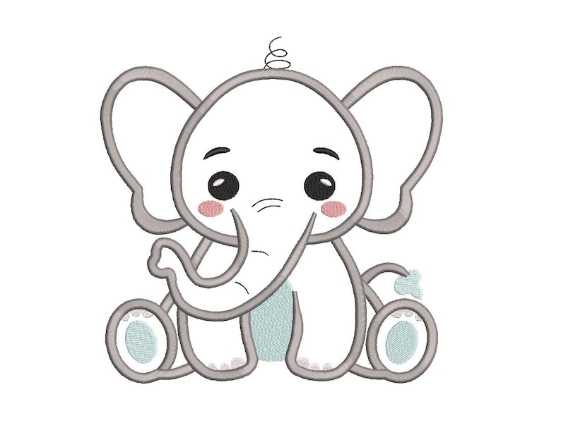 Baby Elephant Applique Embroidery Design: 5 Sizes (instant Download) - Etsy
