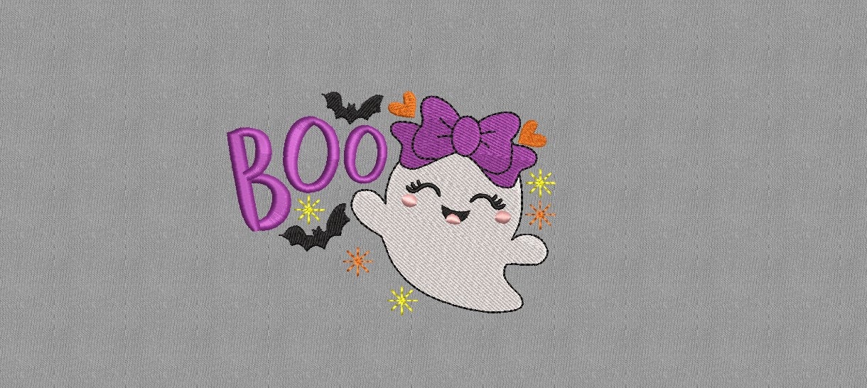 Boo Girl Ghost Embroidery Design: Halloween Machine Embroidery 5 Sizes ...