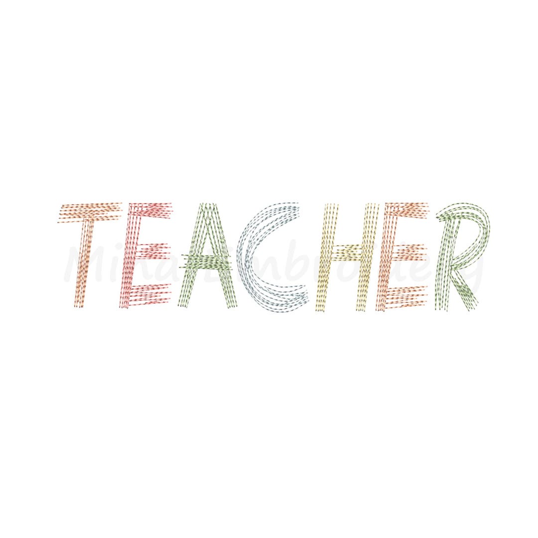 Teacher Line Art Embroidery Design, Machine Embroidery Design, 6 Sizes ...