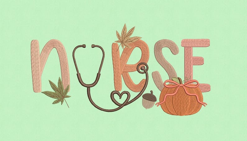 Fall Pumpkin Nurse Embroidery Design, Machine Embroidery Design, 6 ...