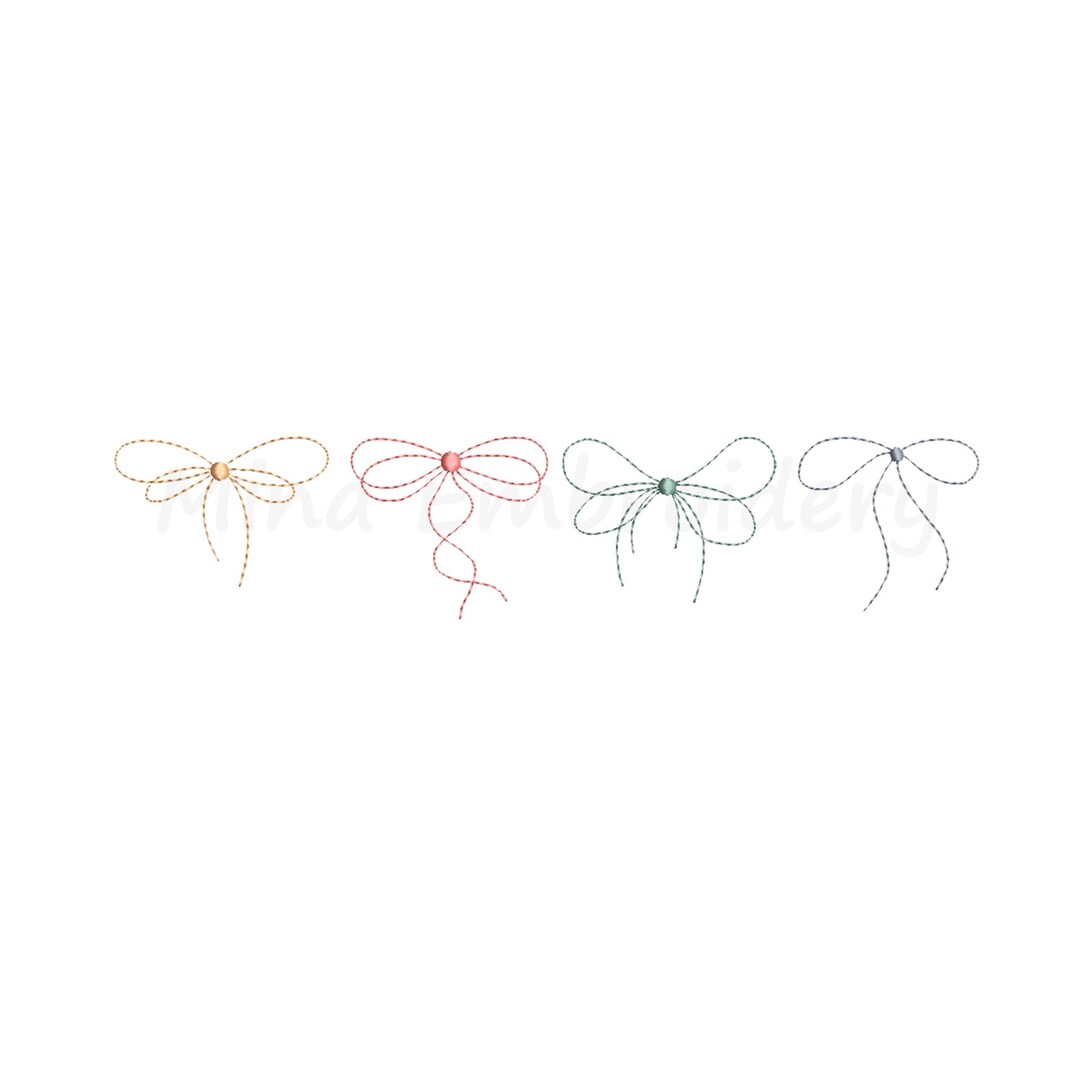 Coquette Bows Line Art Embroidery Design: 5 Sizes (instant Download) - Etsy