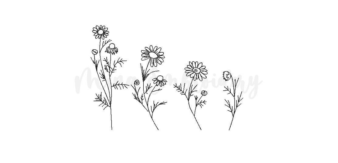 Flower Embroidery Design, Plant Line Art Embroidery Design, Machine ...