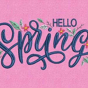 Hello Spring Embroidery Design, Spring Flower Embroidery Design ...