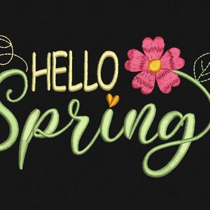Hello Spring Embroidery Design, Machine Embroidery Design, 5 Sizes ...
