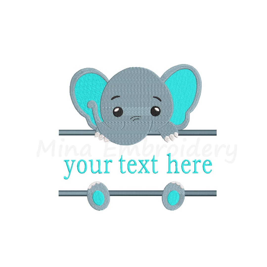 Baby Elephant Split Embroidery Design: Animal Applique (instant ...