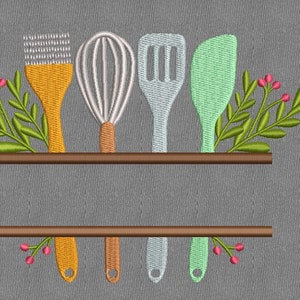 Kitchen Utensils Split Embroidery Design, Baking Tools Embroidery ...