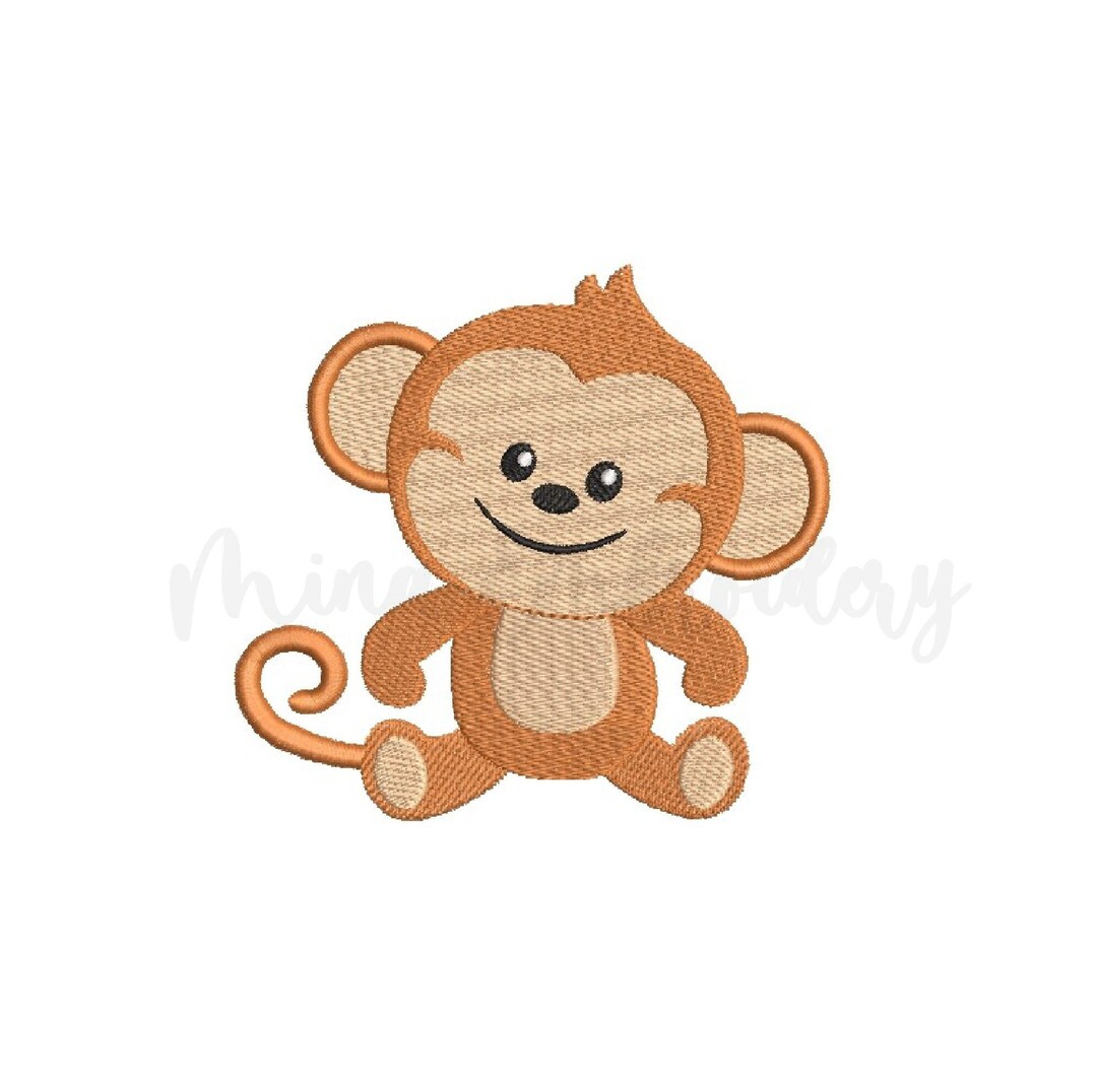 Baby Boy Monkey Embroidery Design, Cute Animal Embroidery Design ...