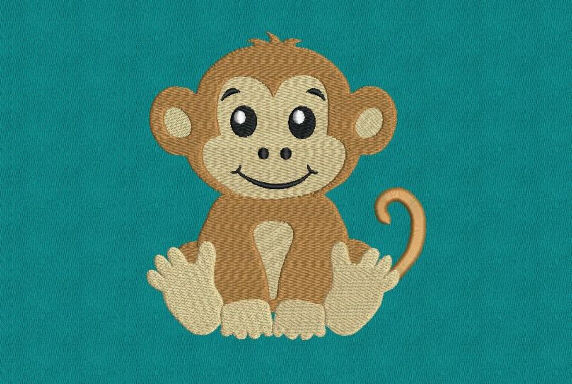 Baby Monkey Embroidery Design: Animal Machine Embroidery (instant ...
