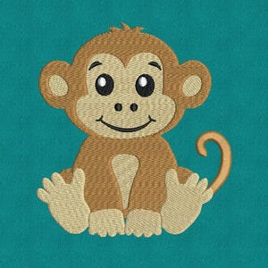 Baby Monkey Embroidery Design: Animal Machine Embroidery (instant ...
