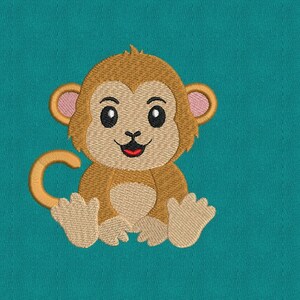 Baby Boy Monkey Embroidery Design, Animal Embroidery Design, Machine ...